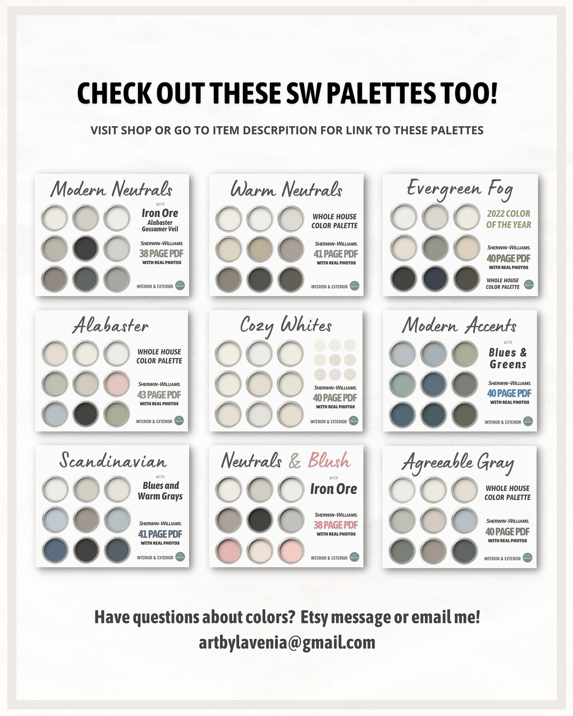 Sherwin Williams Farmhouse Color Palette With Clary Sage - Etsy Australia