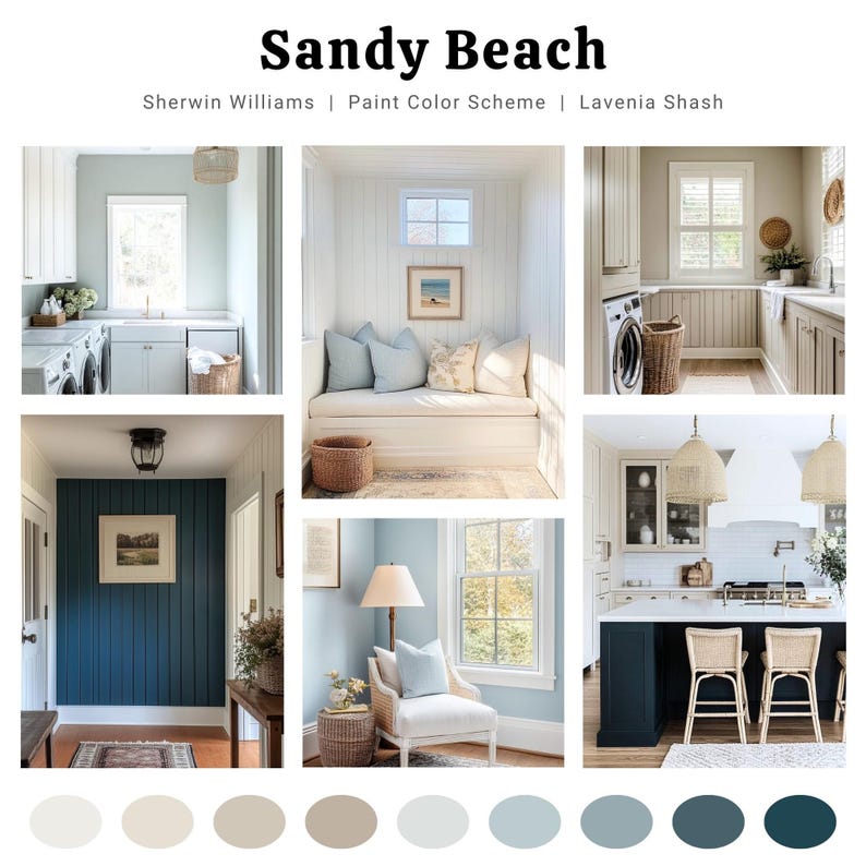 Sandy Beach House Color Palette: Sherwin Williams Calm Coastal Paint ...