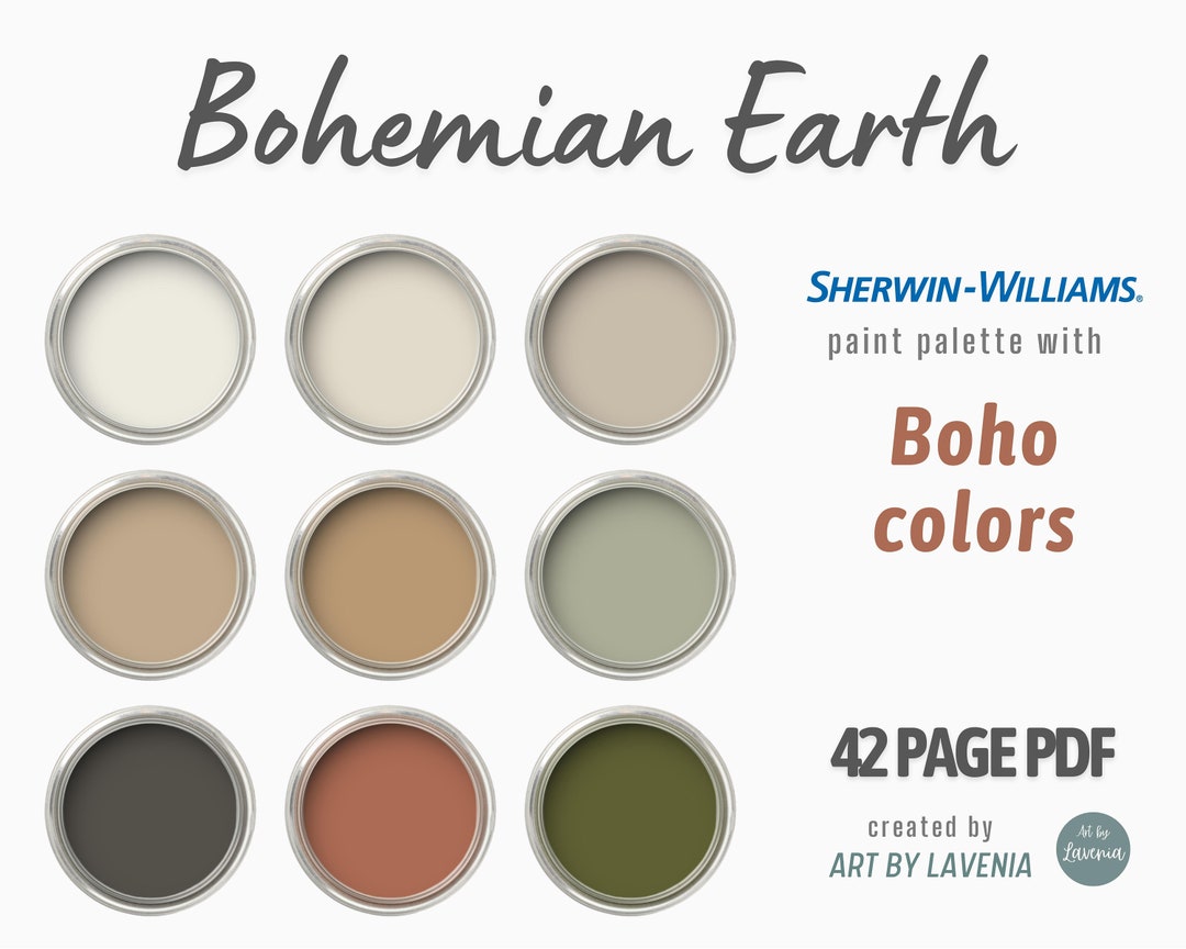 Sherwin Williams Boho Paint Color Palette Bohemian Earth Mid - Etsy