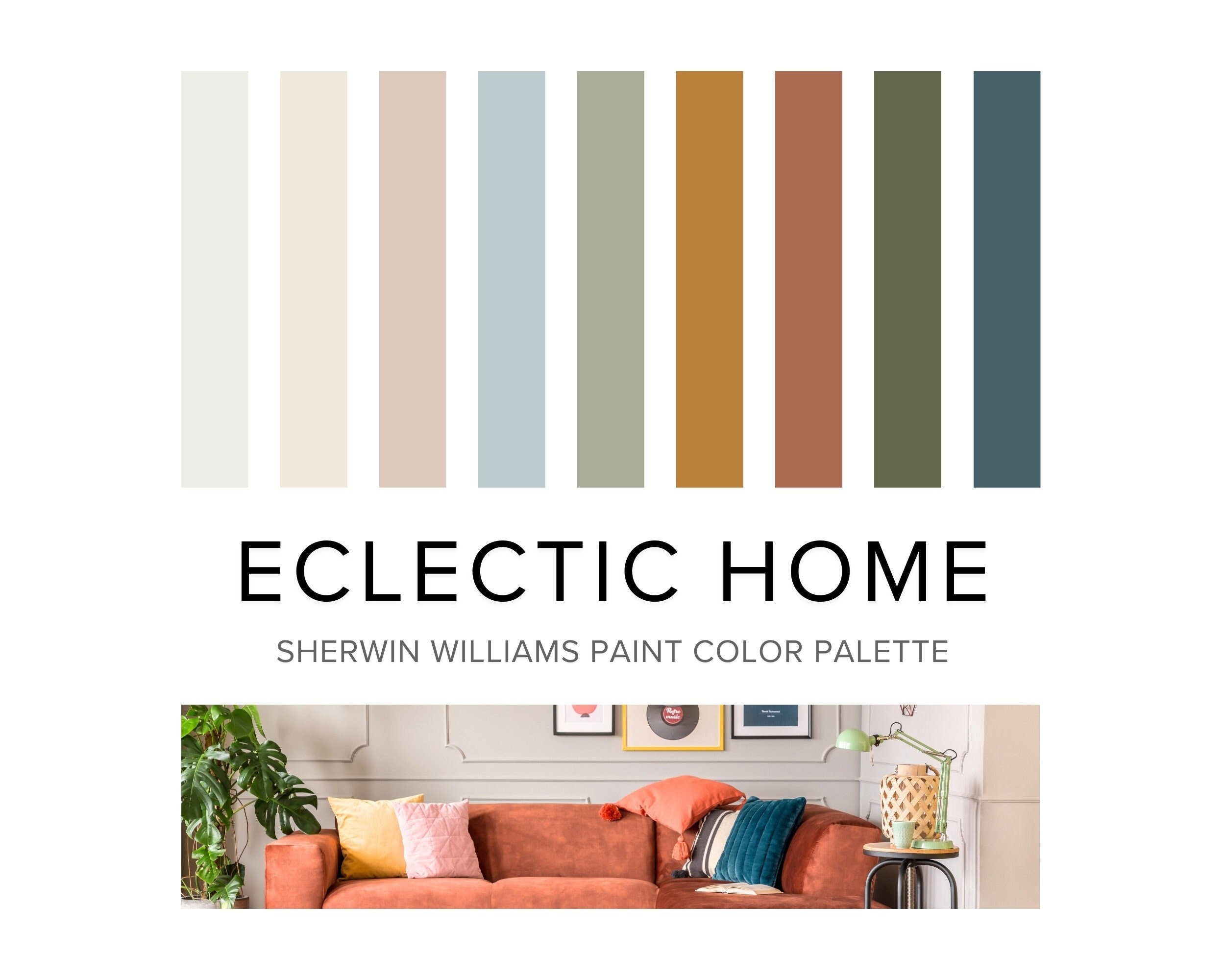 Eclectic Color Palette: Sherwin Williams Paint Colors for Eclectic, Mid ...