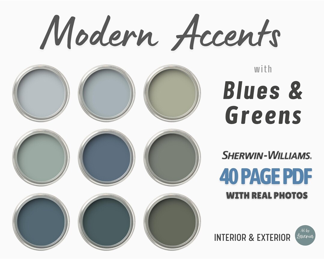 Sherwin Williams Modern Blue and Green Paint Color Palette - Etsy
