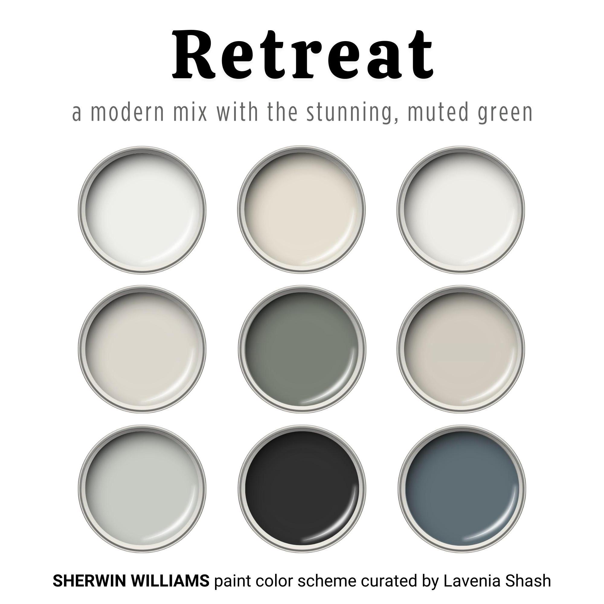 Sherwin Williams Retreat Color Palette, Whole House Paint Palette, 2024 ...