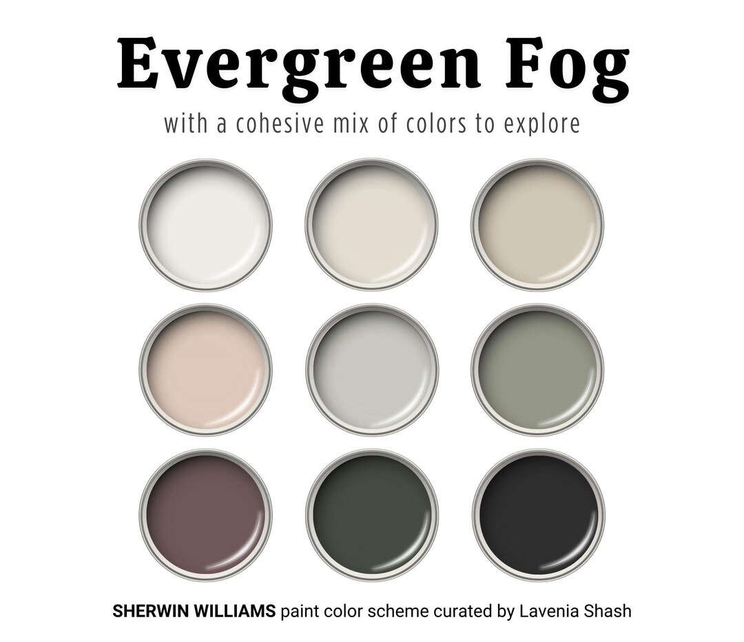 Evergreen Fog Color Palette: Sherwin Williams Whole House Interior ...