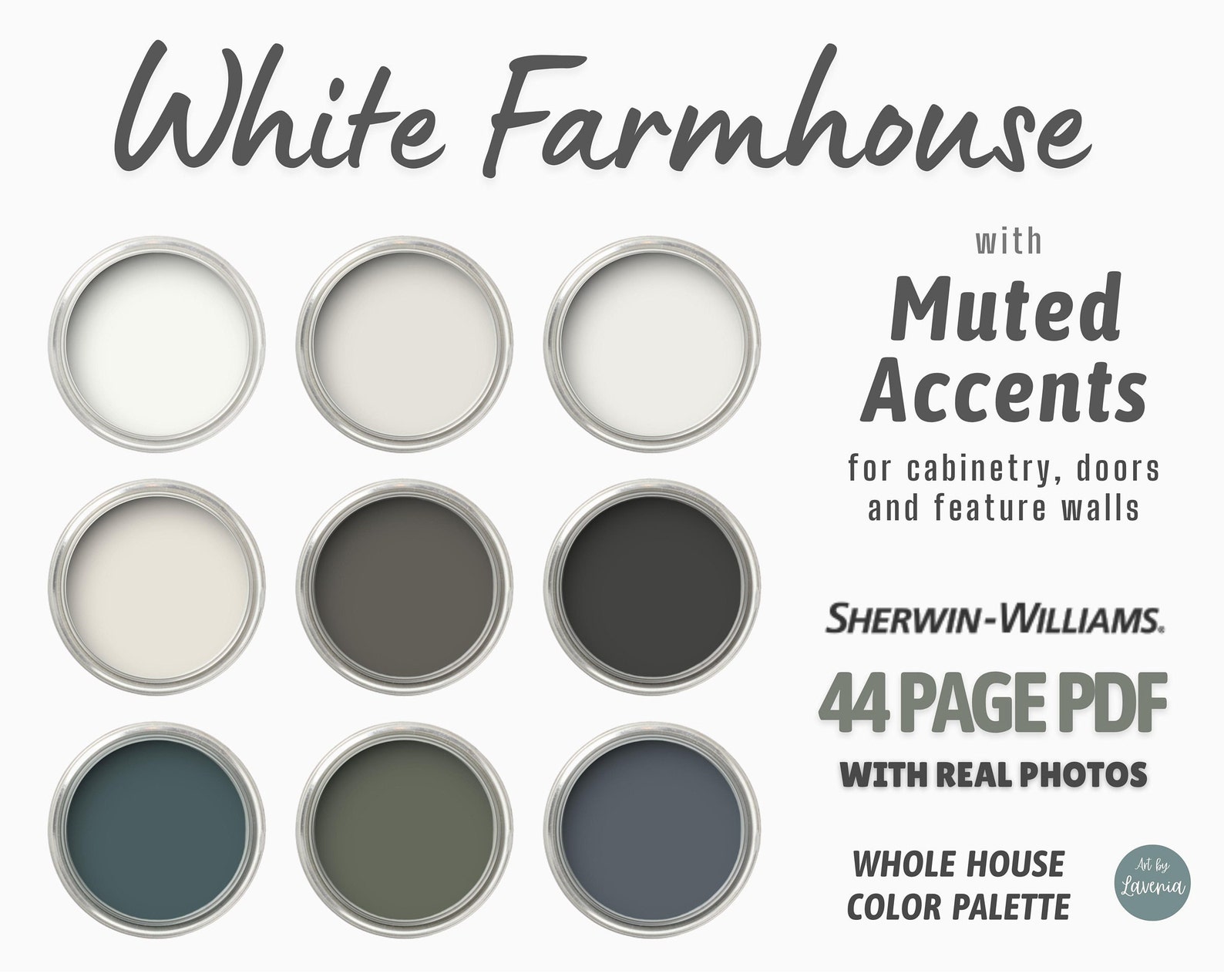 Farmhouse Paint Color Palette White Modern Coastal - Etsy