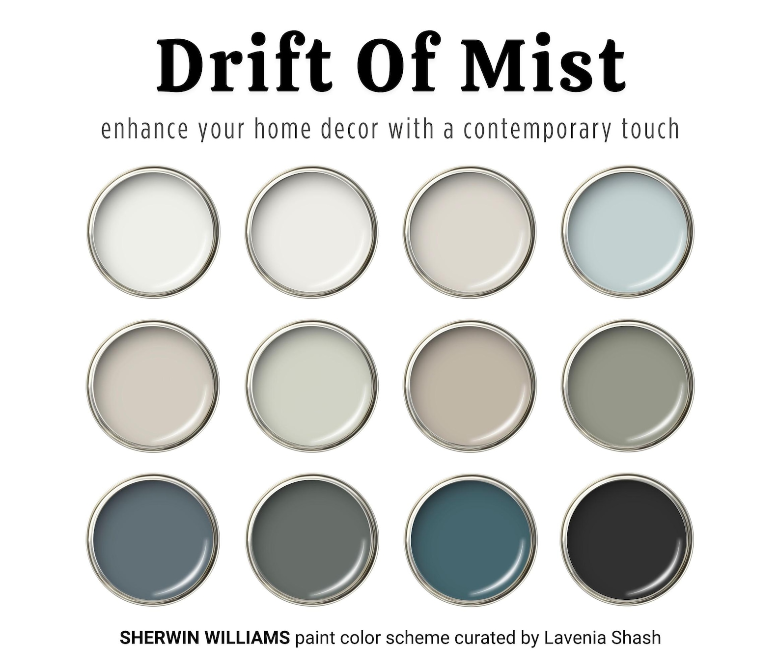 Drift of Mist Sherwin Williams Color Palette: Whole House Interior Wall ...