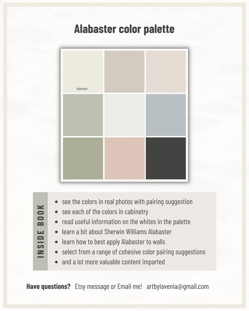 Sherwin Williams Alabaster Paint Color Palette Modern and - Etsy