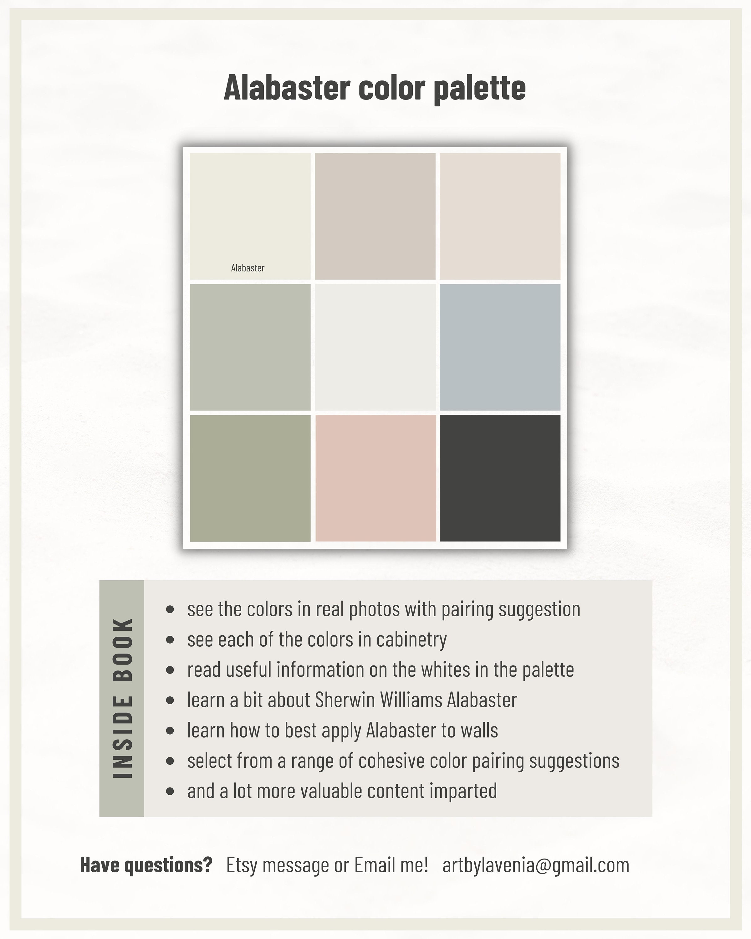 Sherwin Williams Alabaster Paint Color Palette Modern and - Etsy UK