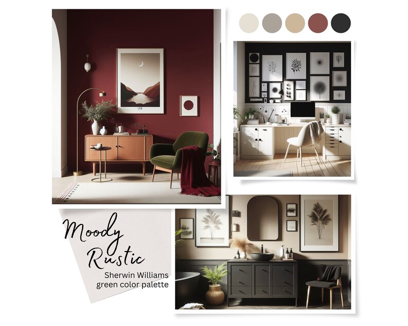 Moody Rustic Color Palette: Sherwin Williams Home Paint Scheme Warm ...