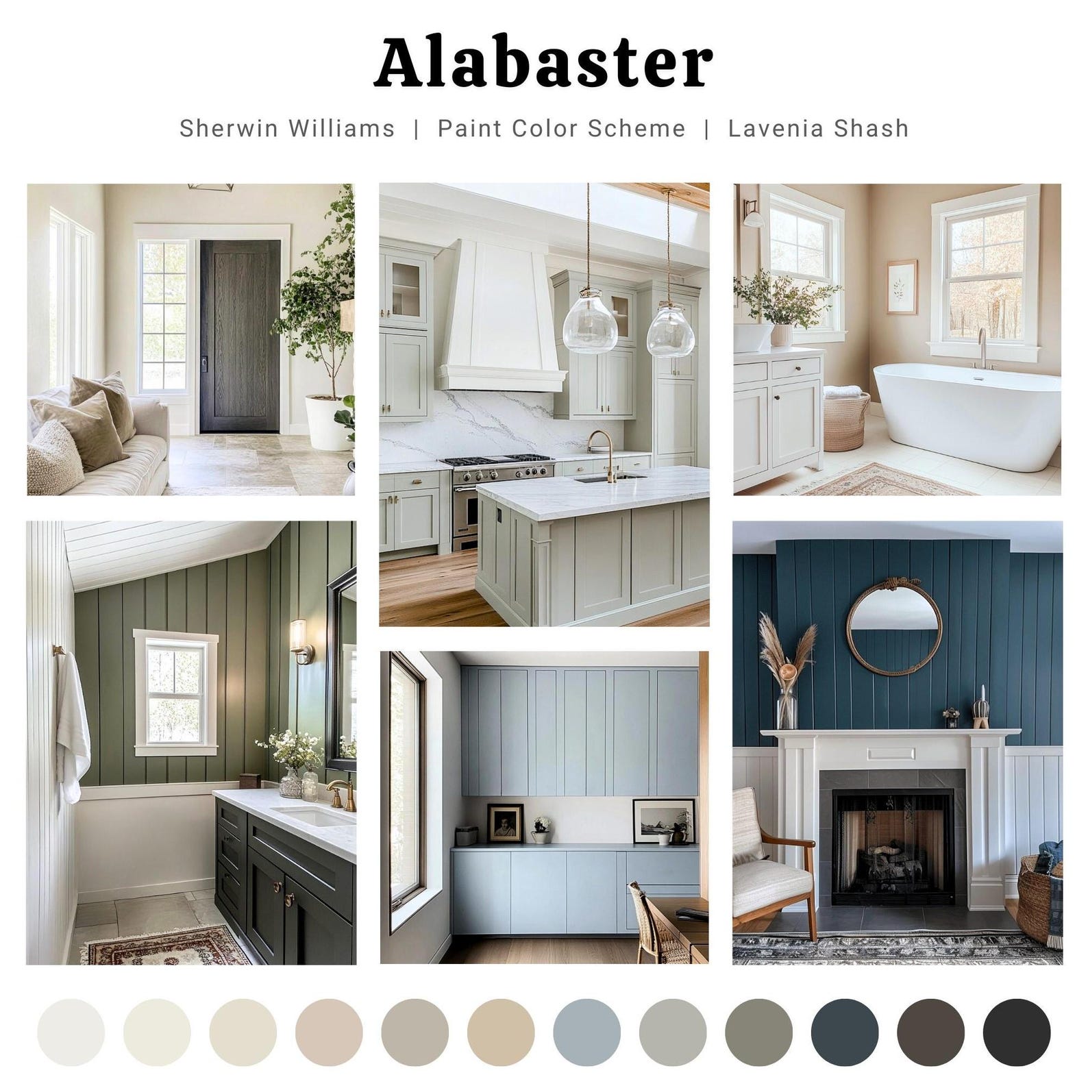 Alabaster Color Palette: Sherwin Williams Home Paint Scheme - Whole ...