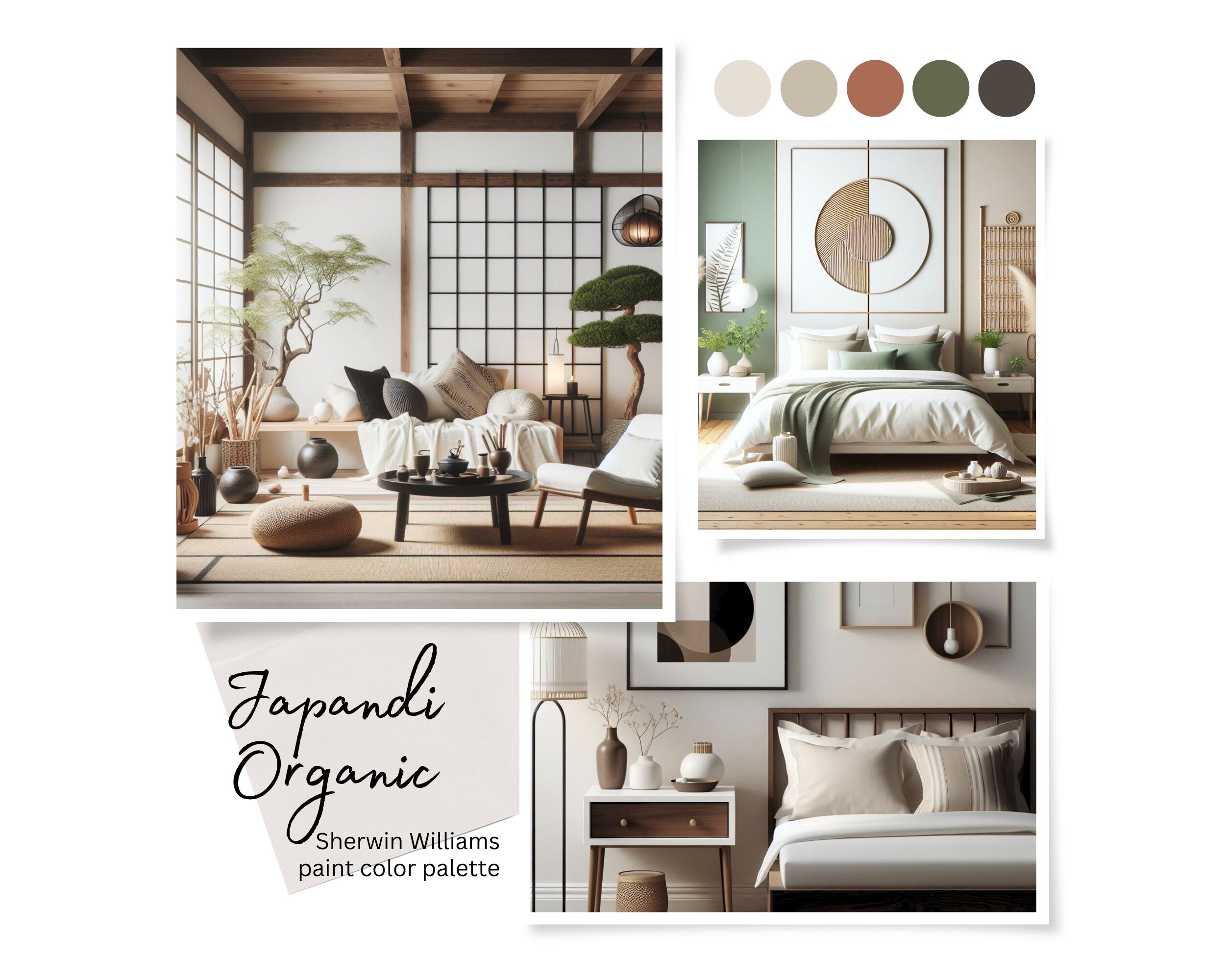 Japandi Color Palette: Sherwin Williams Home Paint Scheme Warm Earthy ...
