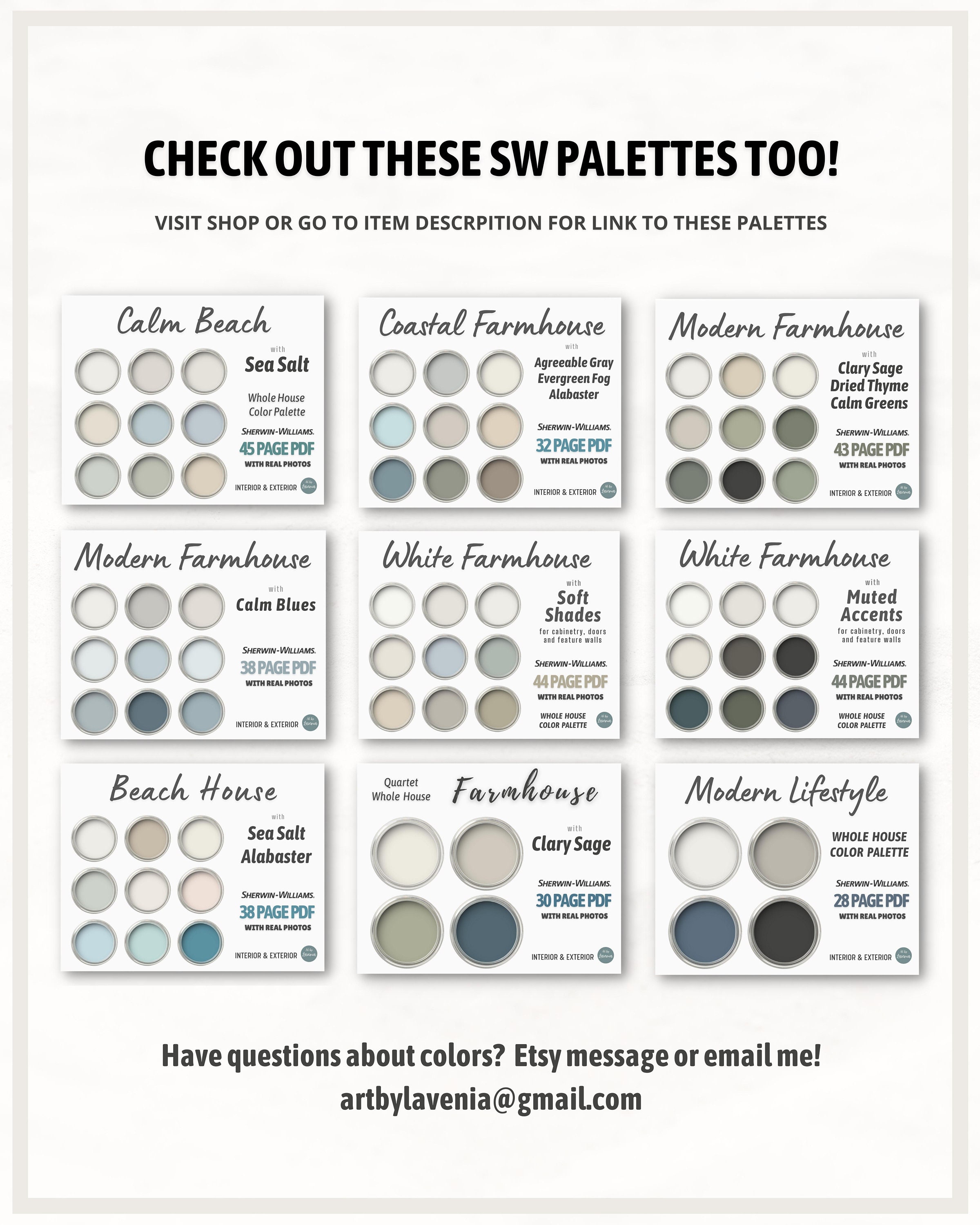 Sherwin Williams Farmhouse Color Palette With Clary Sage - Etsy Australia