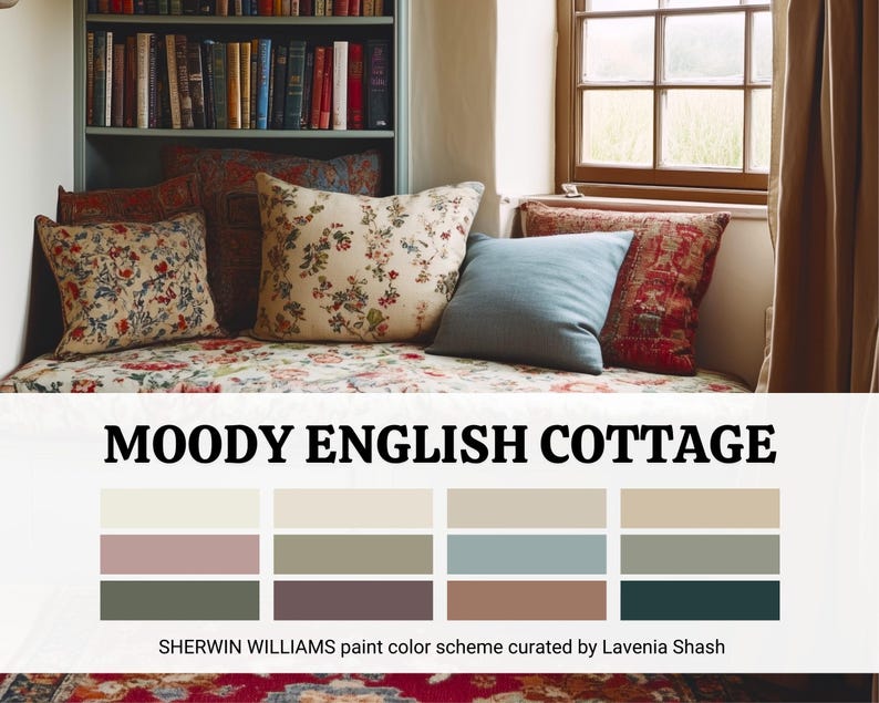 English Cottage Color Palette: Sherwin Williams Moody Paint Scheme for ...