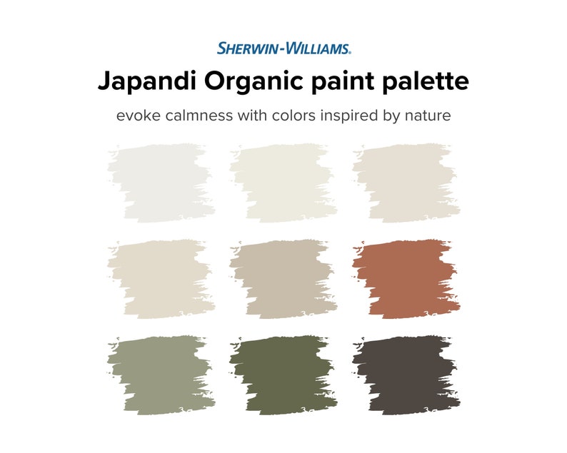 Japandi Color Palette: Sherwin Williams Home Paint Scheme Warm Earthy ...