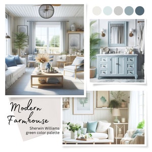 Modern Farmhouse Color Palette: Sherwin Williams Blue Paint Palette for ...