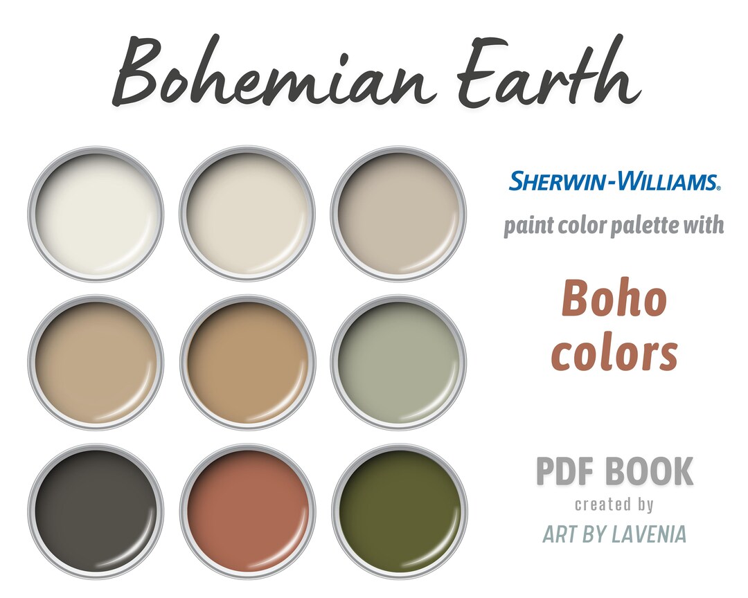 Sherwin Williams Boho Paint Color Palette Bohemian Earth - Etsy