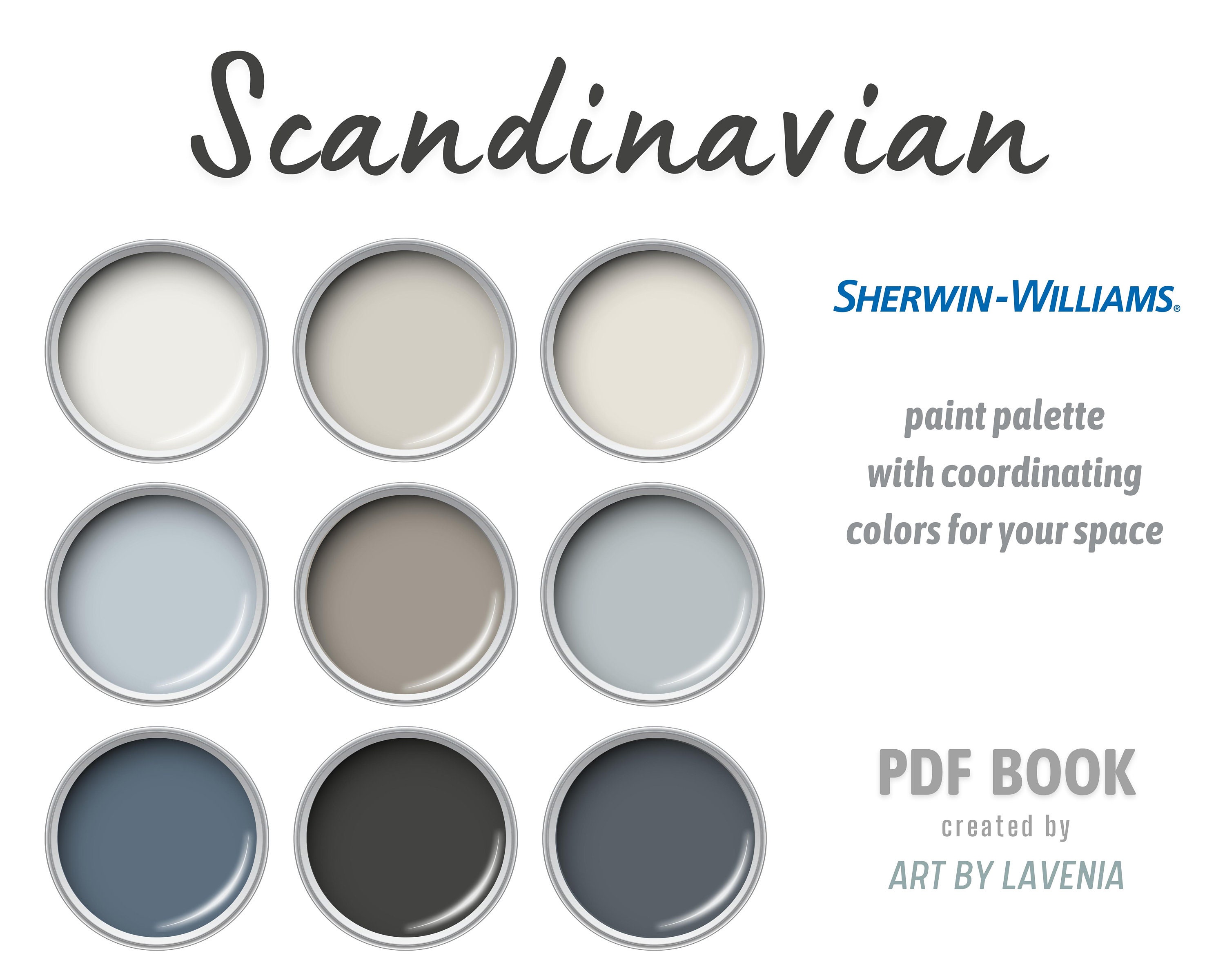 Sherwin Williams Scandinavian Paint Color Palette With Blue - Etsy UK