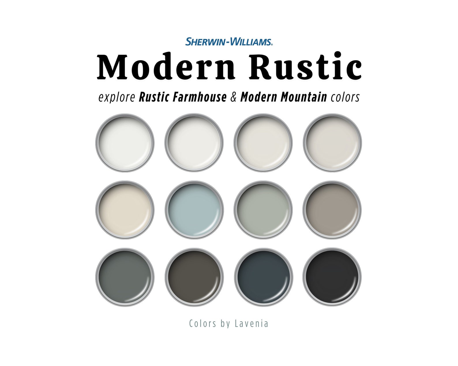 Modern Rustic Color Palette: Sherwin Williams Paint Palette for Rustic ...