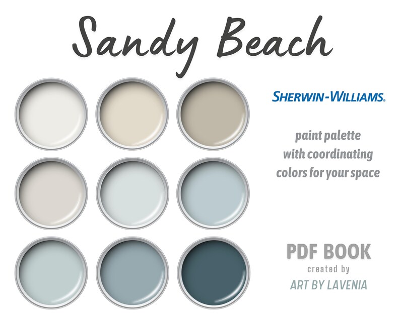 Sherwin Williams Beach House Paint Color Palette Calm Coastal - Etsy
