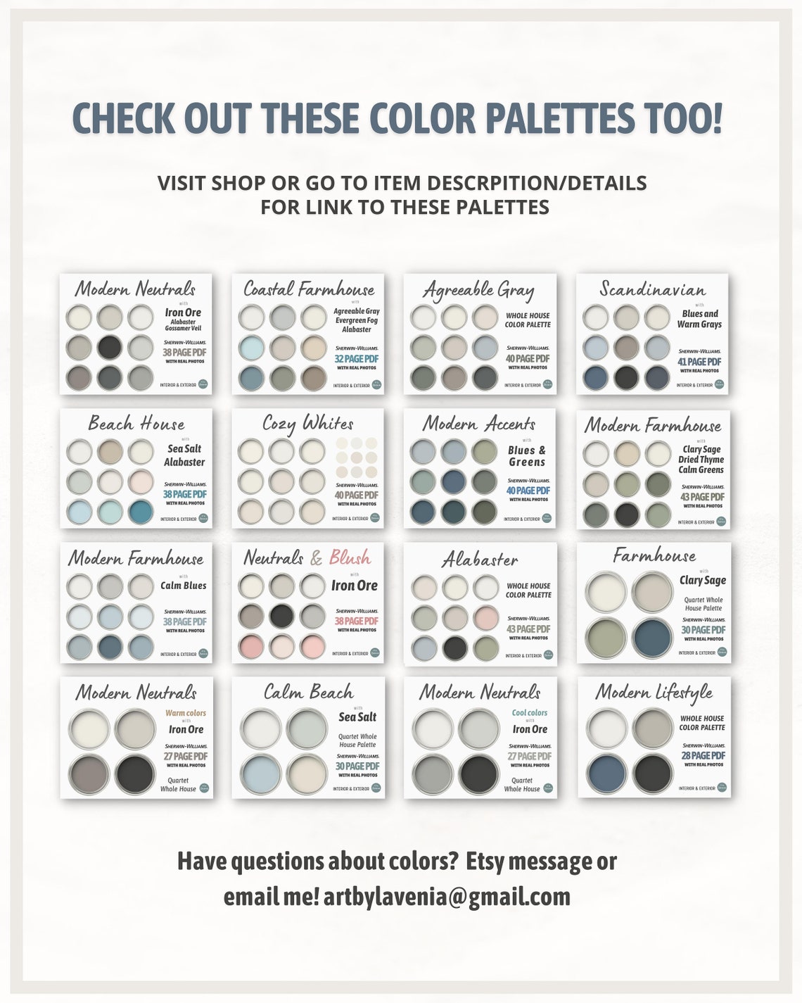 Sherwin Williams Alabaster Paint Color Palette Modern and - Etsy