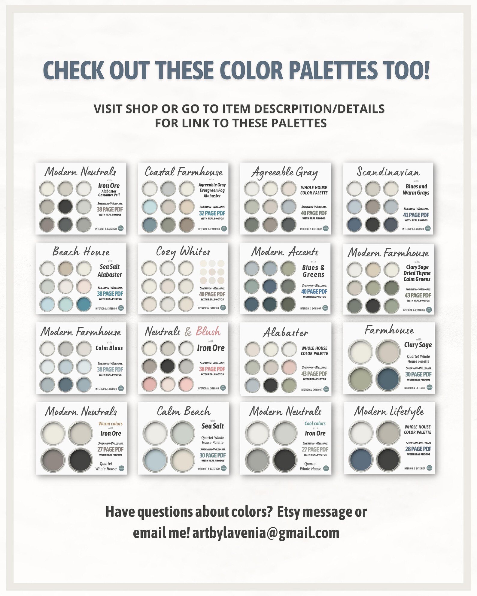 Sherwin Williams Alabaster Paint Color Palette Modern and - Etsy