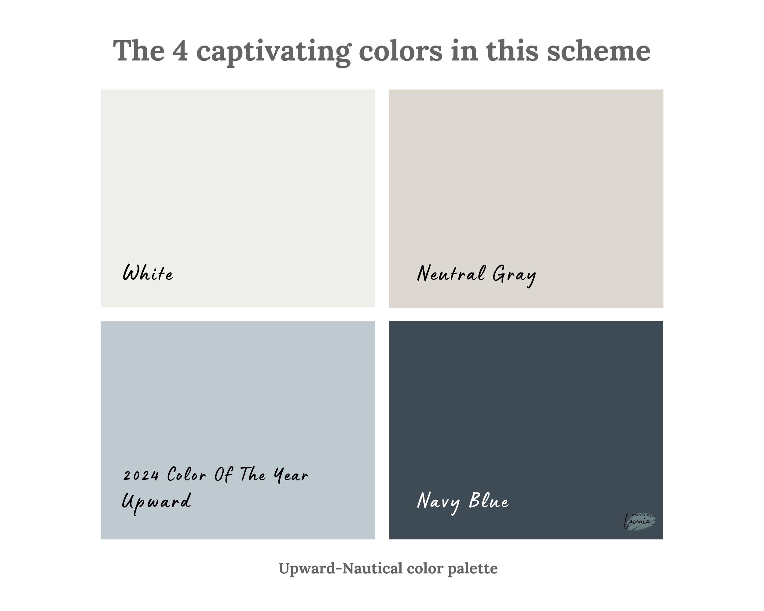 Upward Sherwin Williams Paint Palette, 2024 Color of the Year, Nautical ...