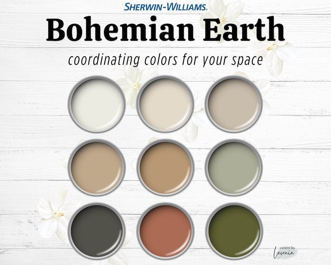 Sherwin Williams Boho Paint Color Palette Bohemian Earth, Color Scheme ...
