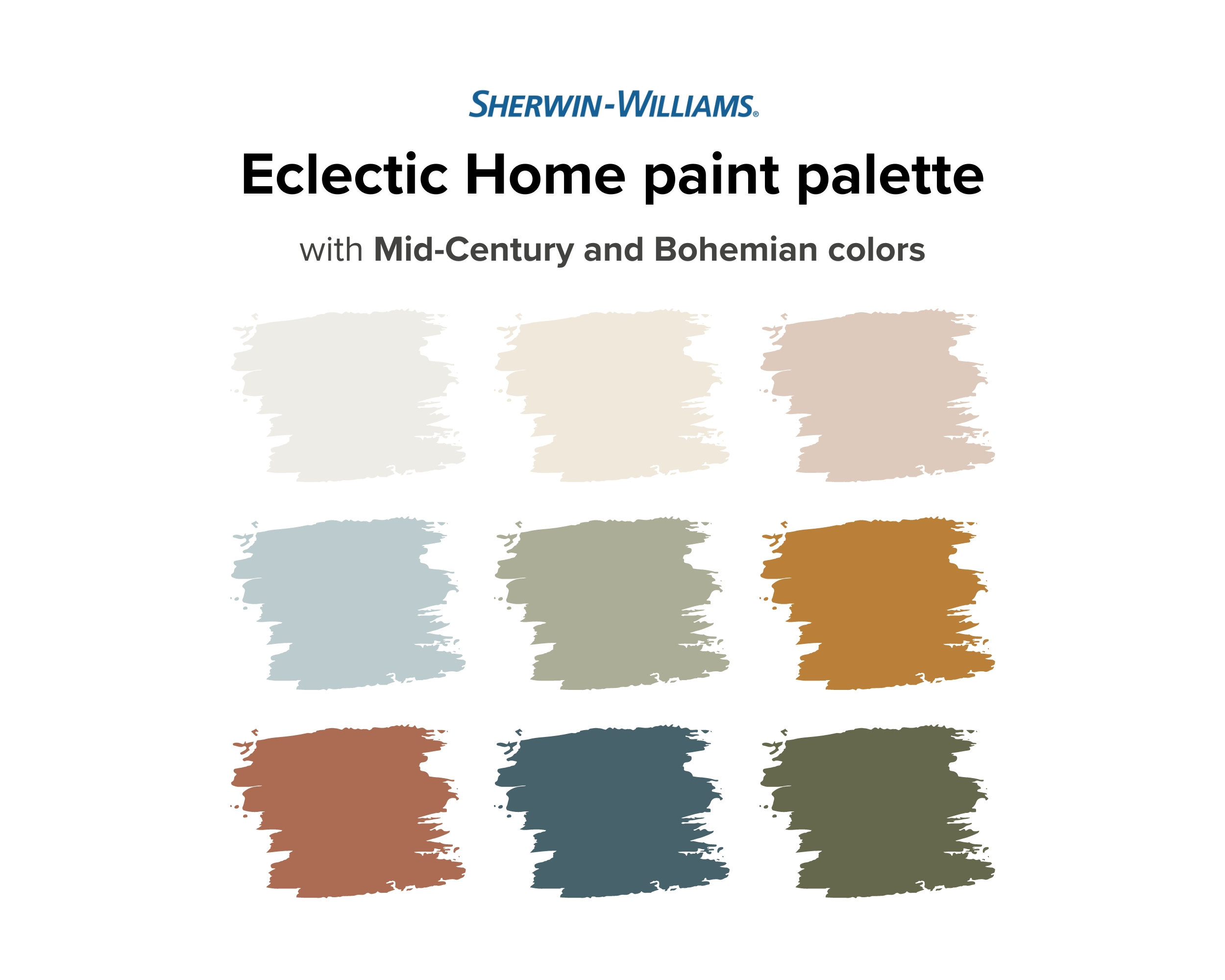 Eclectic Color Palette: Sherwin Williams Paint Colors for Eclectic, Mid ...