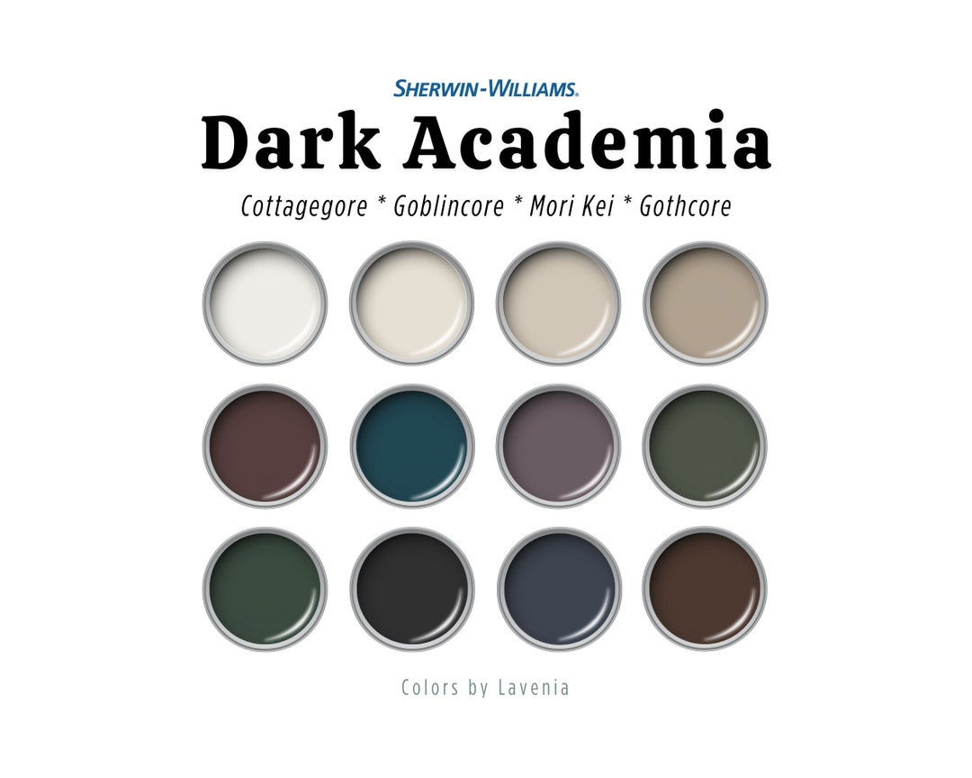 Paleta de colores Dark Academia, paleta de pintura para toda la casa de ...