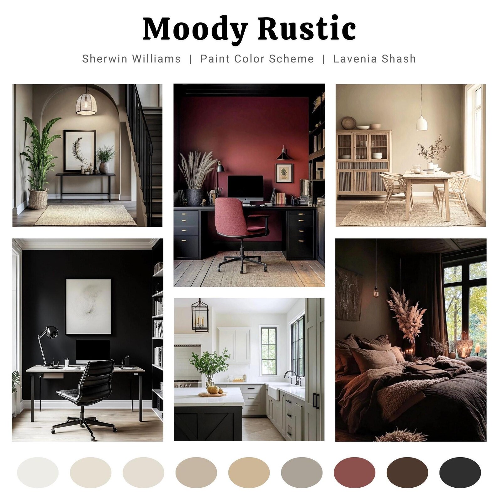 Moody Rustic Color Palette: Sherwin Williams Home Paint Scheme - Warm ...