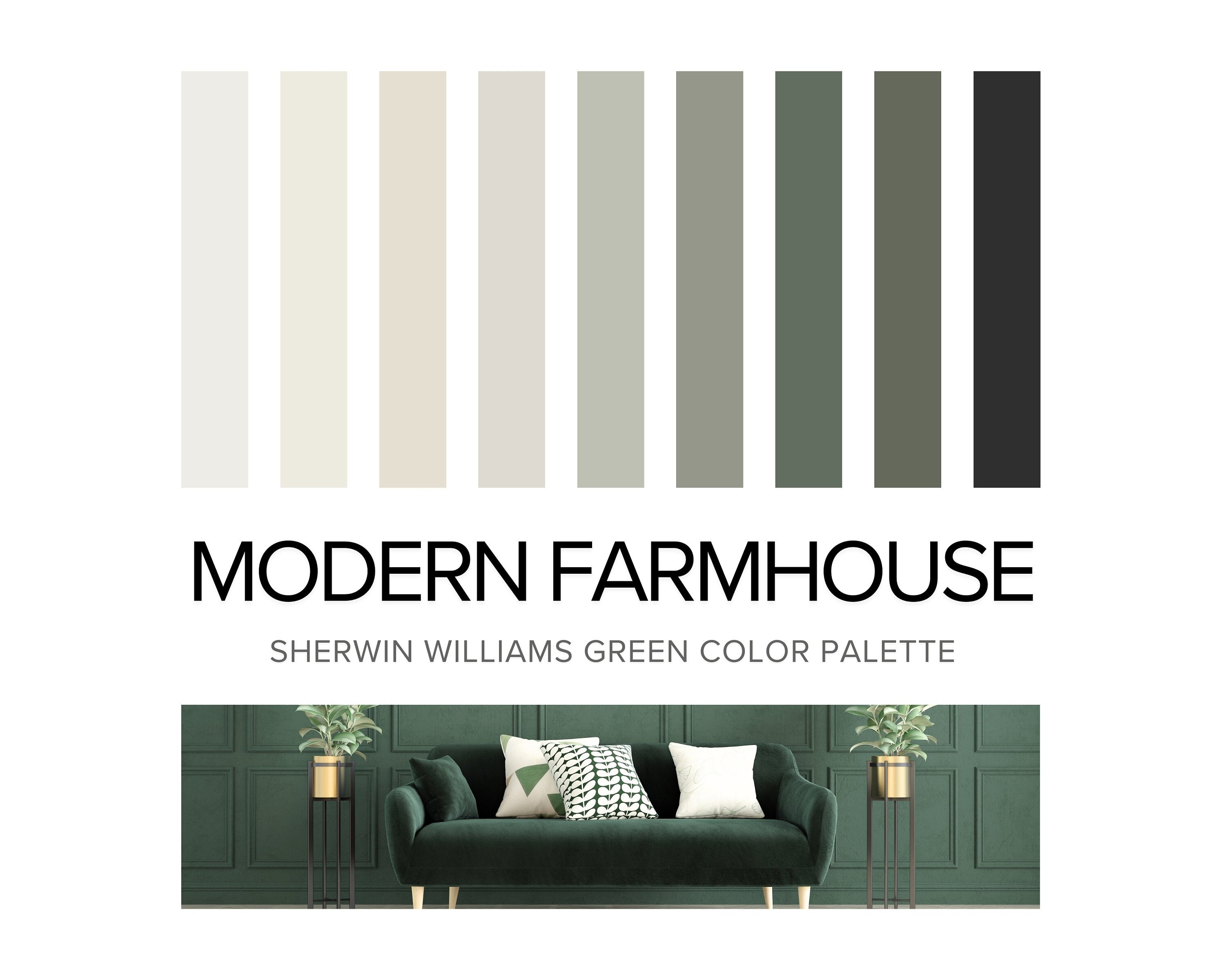 Modern Farmhouse Color Palette: Sherwin Williams Green Paint Palette ...