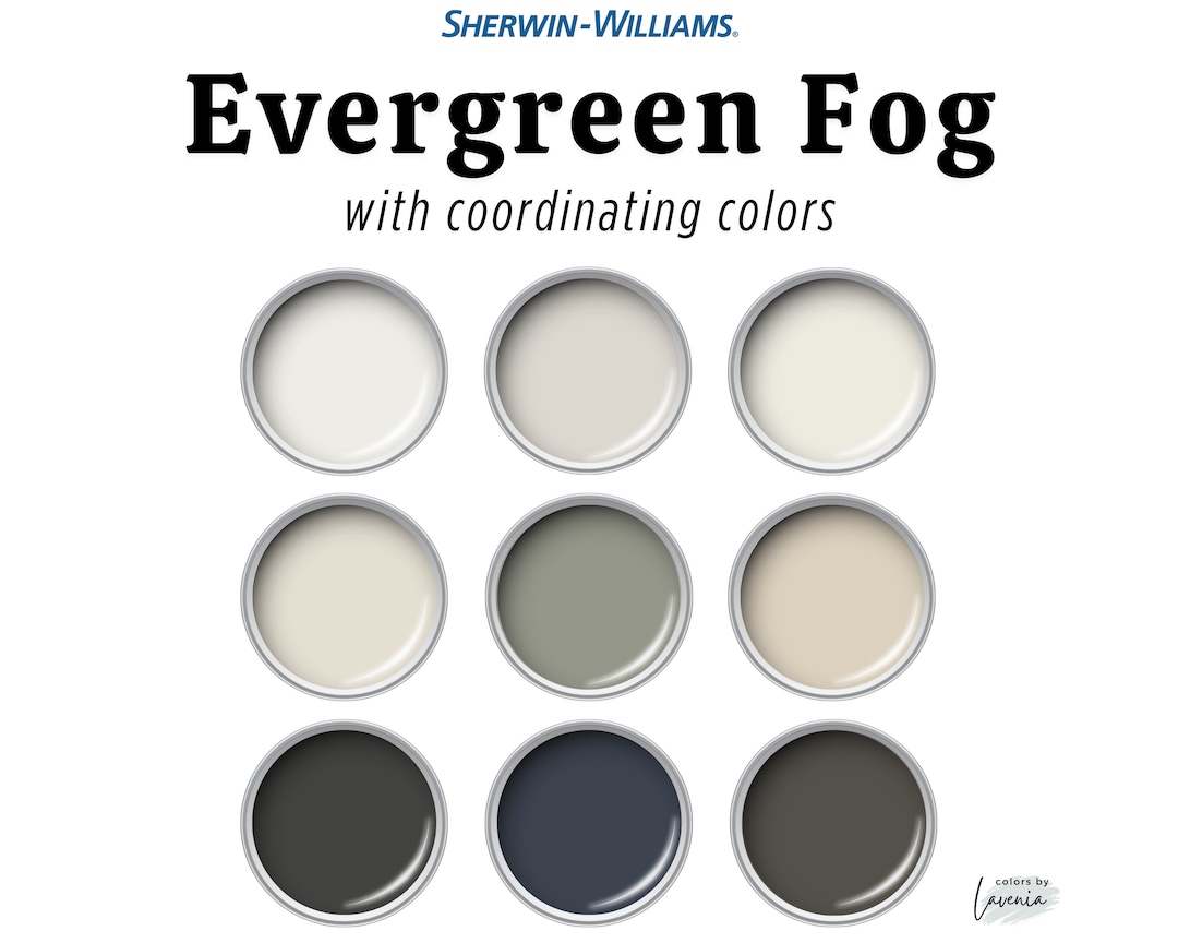 Evergreen Fog Paint Color Palette Sherwin Williams Green - Etsy