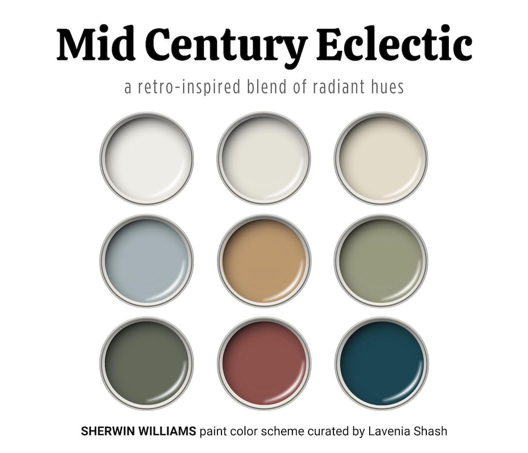 Mid Century Modern Eclectic Paint Color Palette: Sherwin Williams Whole ...