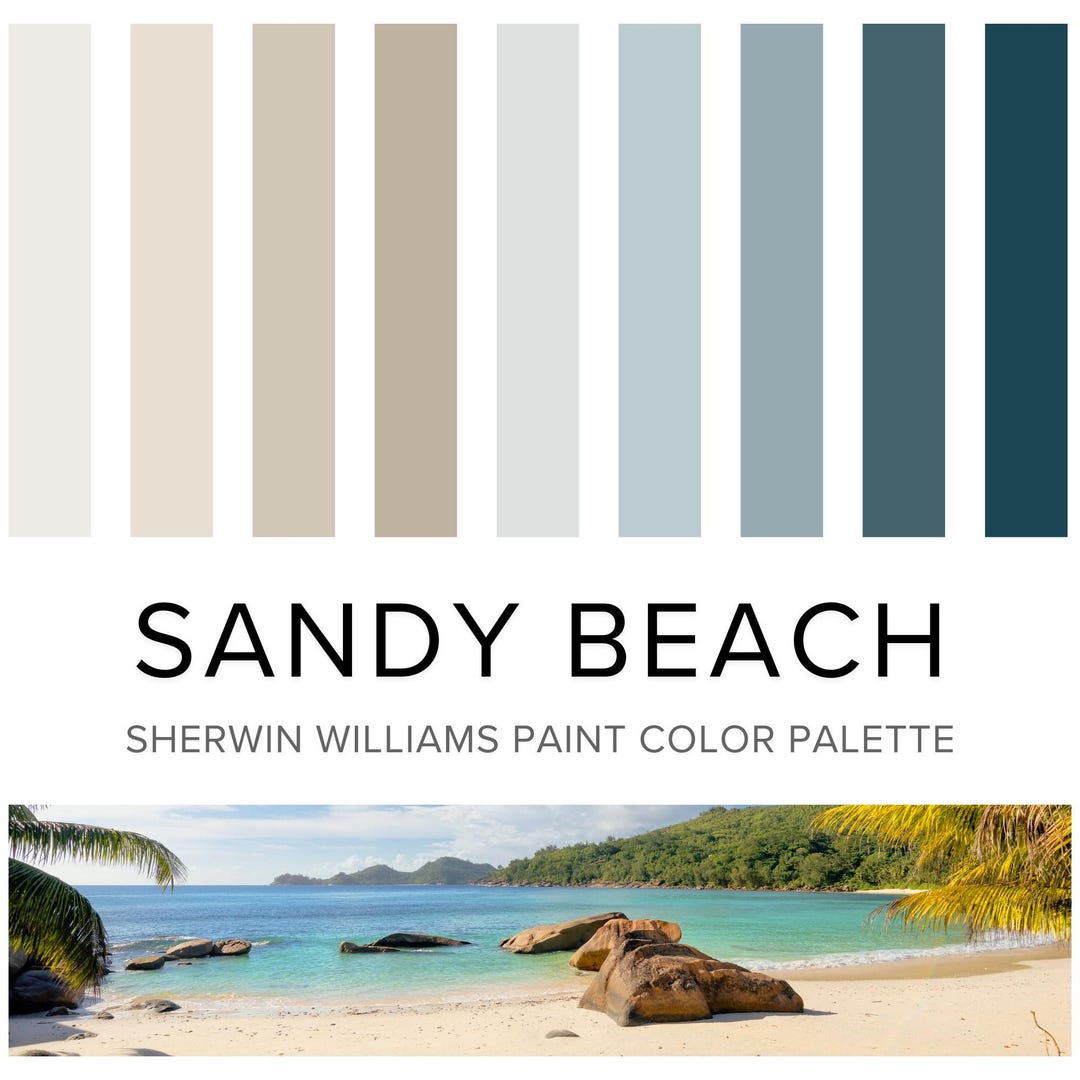 Sandy Beach House Color Palette: Sherwin Williams Calm Coastal Paint ...