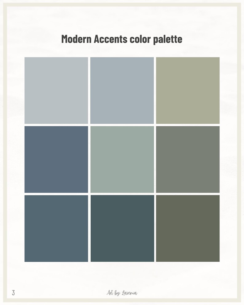 Sherwin Williams Modern Blue and Green Paint Color Palette - Etsy