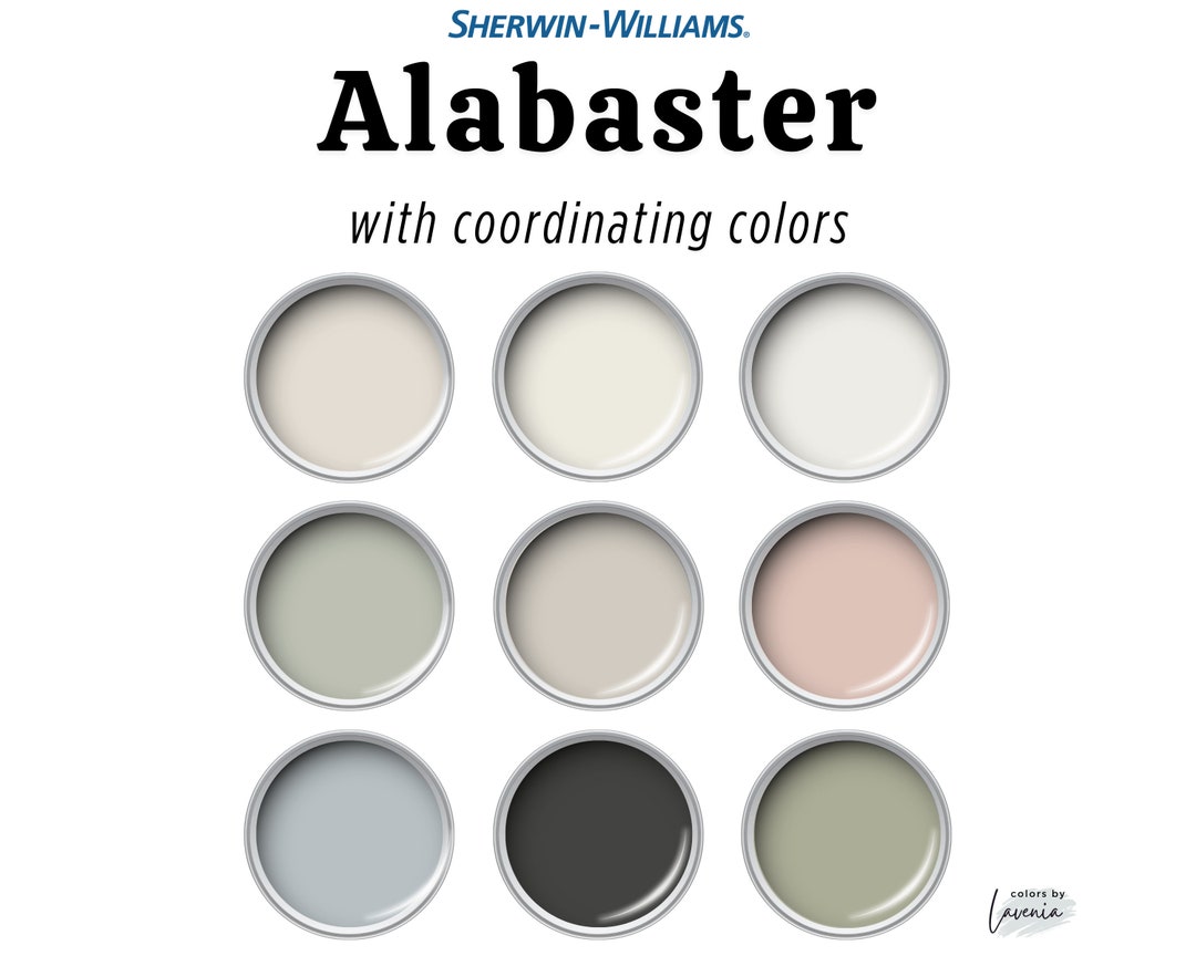 Sherwin Williams Alabaster Paint Color Palette Warm White - Etsy UK