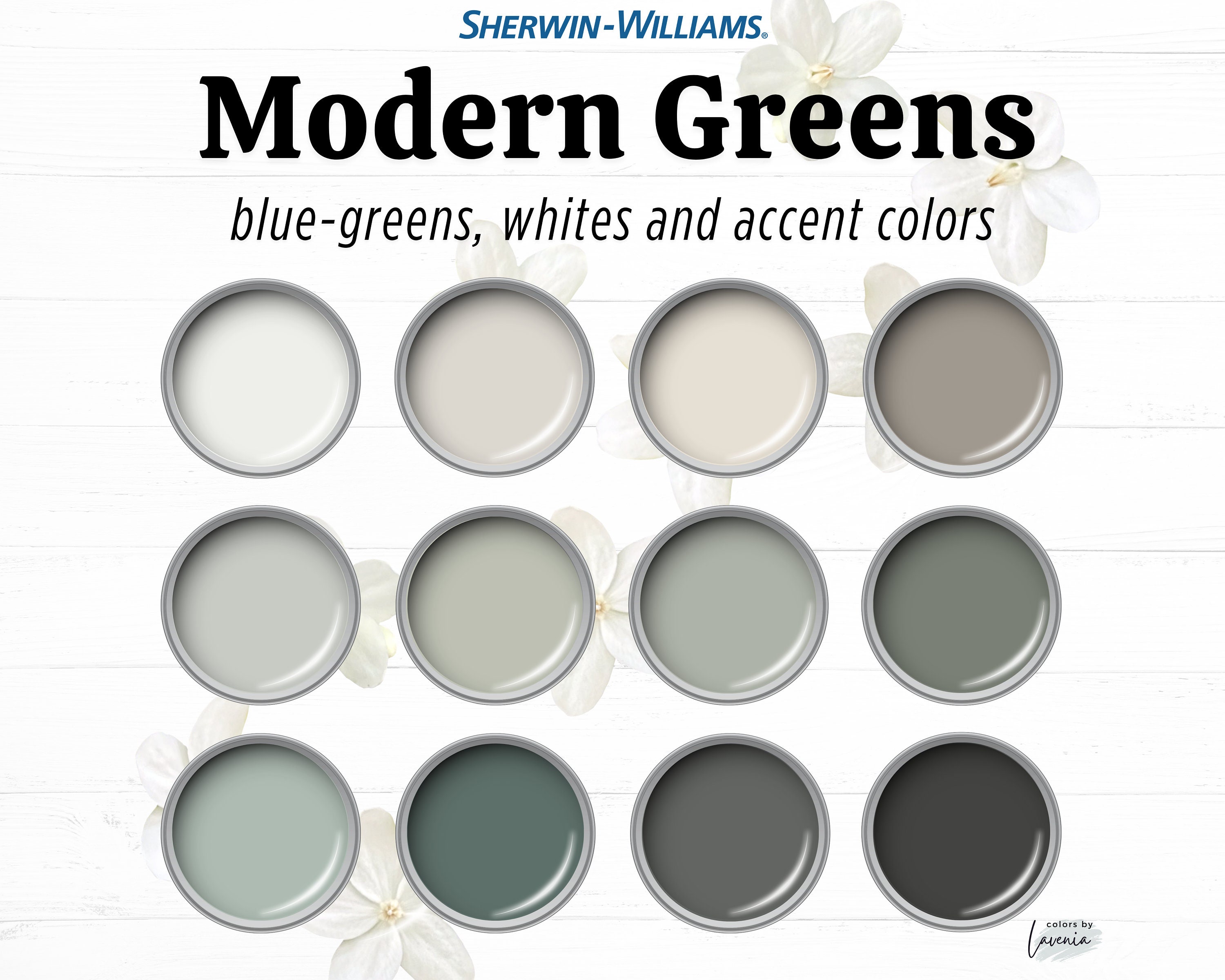 Sherwin Williams Color Palette With Greens and Neutrals for Whole House ...
