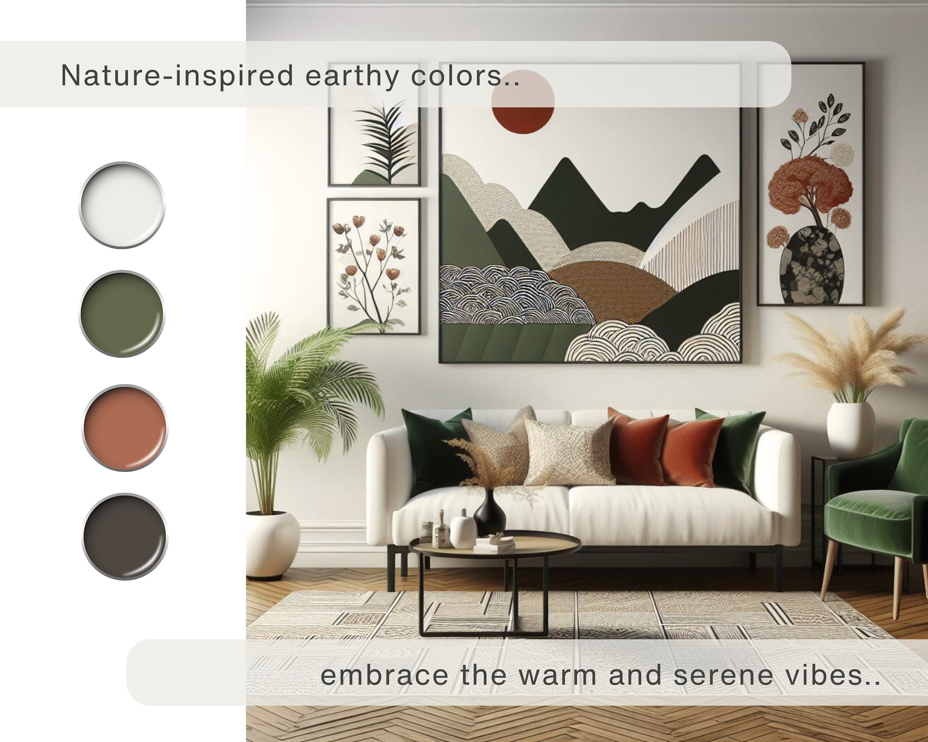 Japandi Color Palette: Sherwin Williams Home Paint Scheme Warm Earthy ...
