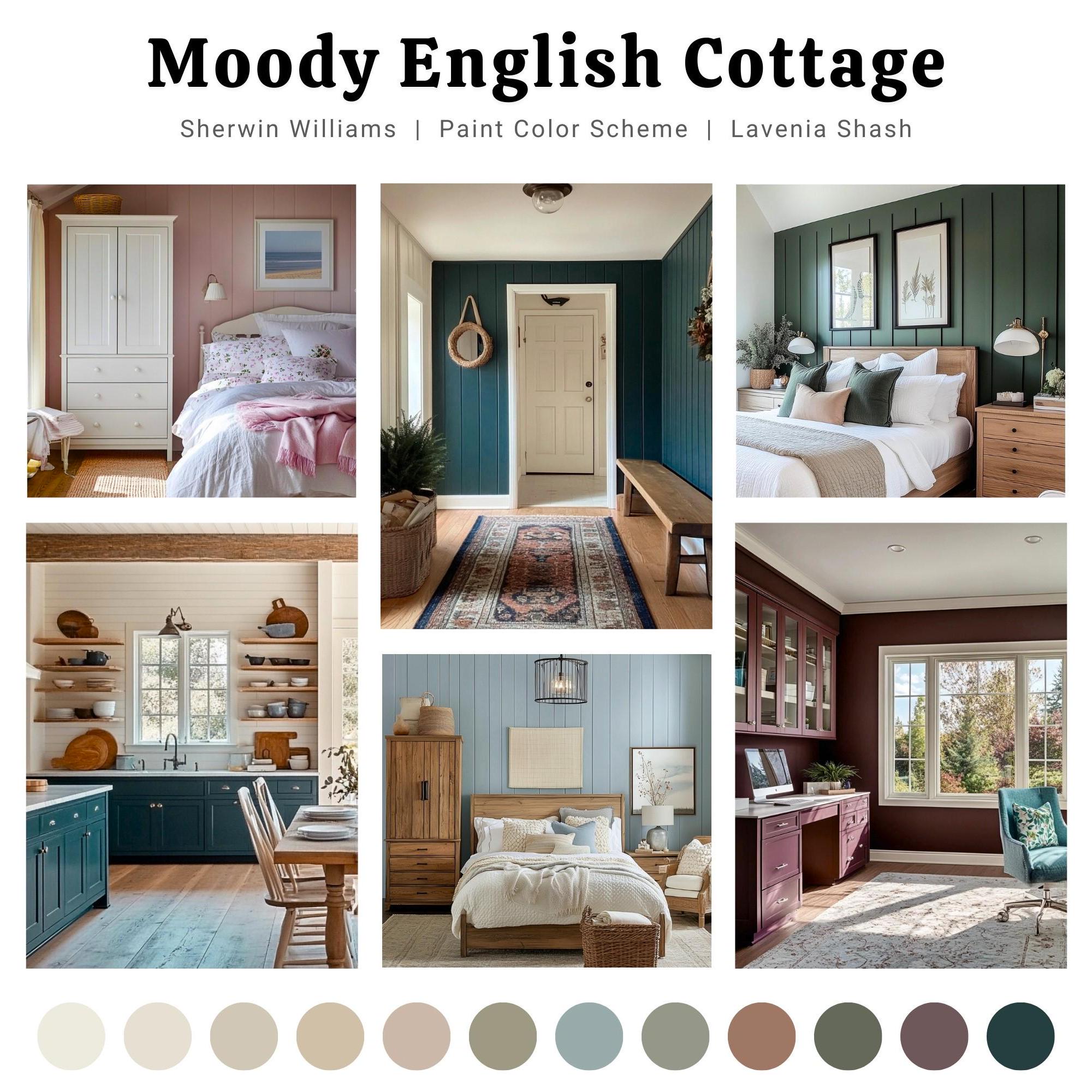 English Cottage Color Palette: Sherwin Williams Moody Paint Scheme for ...