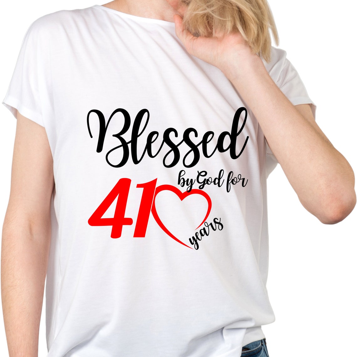 Blessed by God for 41 Years T-shirt 41st Birthday Women - Etsy