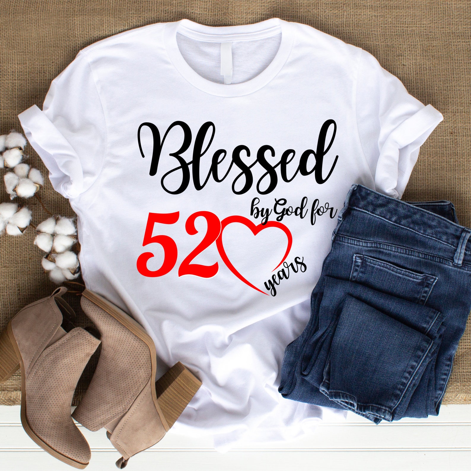 Blessed by God for 52 Years T-shirt 52nd Birthday Women - Etsy