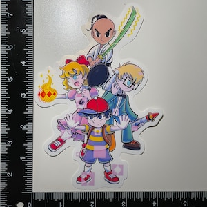 Earthbound (mother 2) Sticker | Ness Paula Jeff and Poo | Glossy Vinyl ...