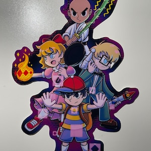 Earthbound (mother 2) Sticker | Ness Paula Jeff and Poo | Glossy Vinyl ...