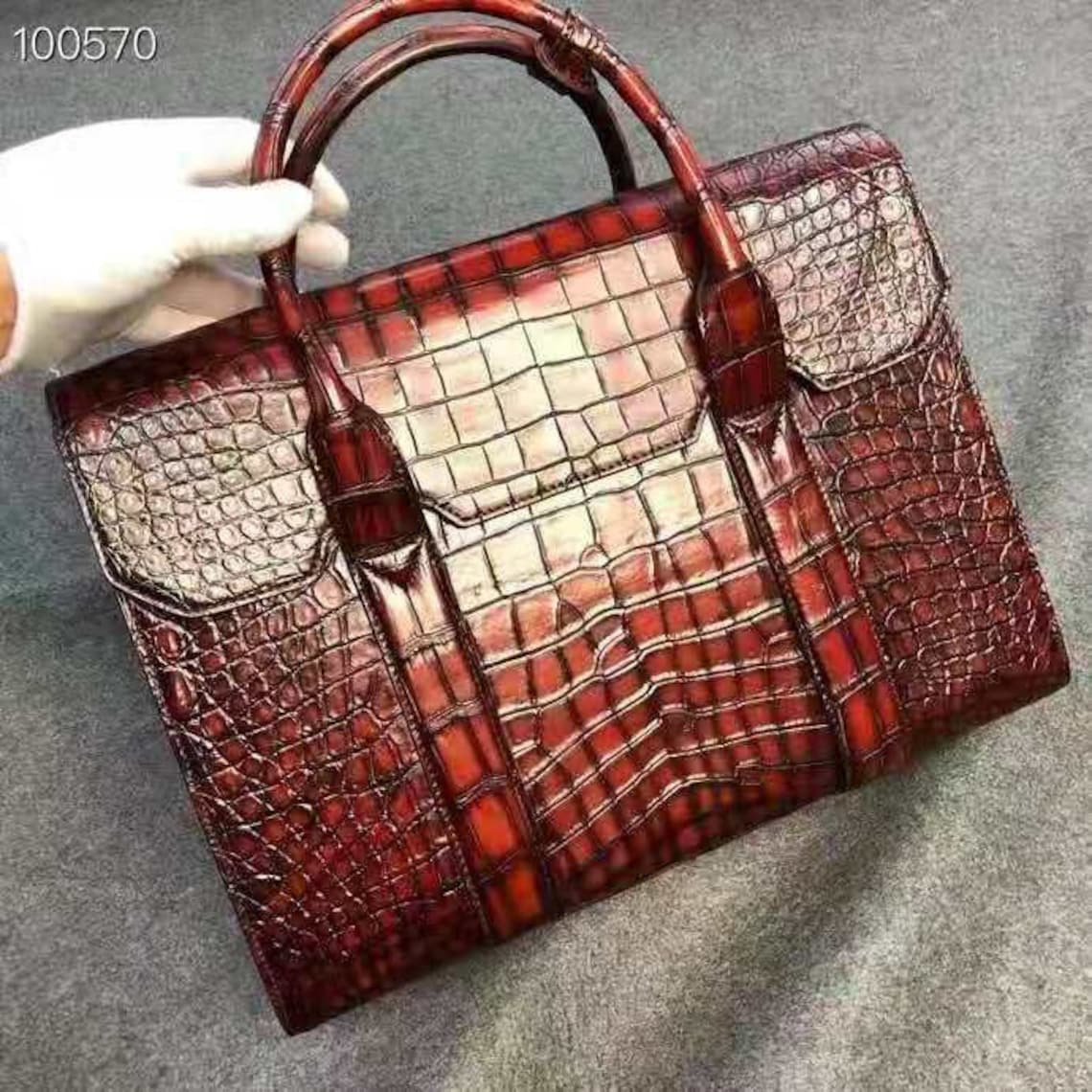 Genuine Crocodile Skin Man Case Bag Crocodile Lux Leather | Etsy