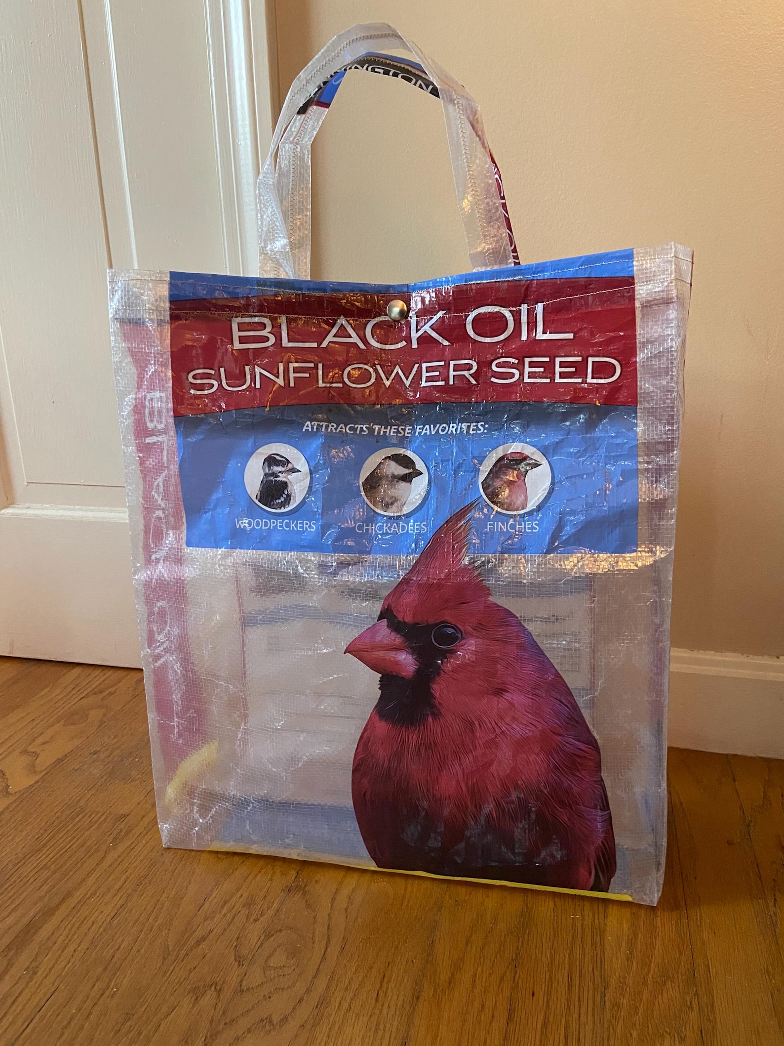 Repurposed Feed Bag Tote: Durable Market Bag With Small Inside Pocket ...