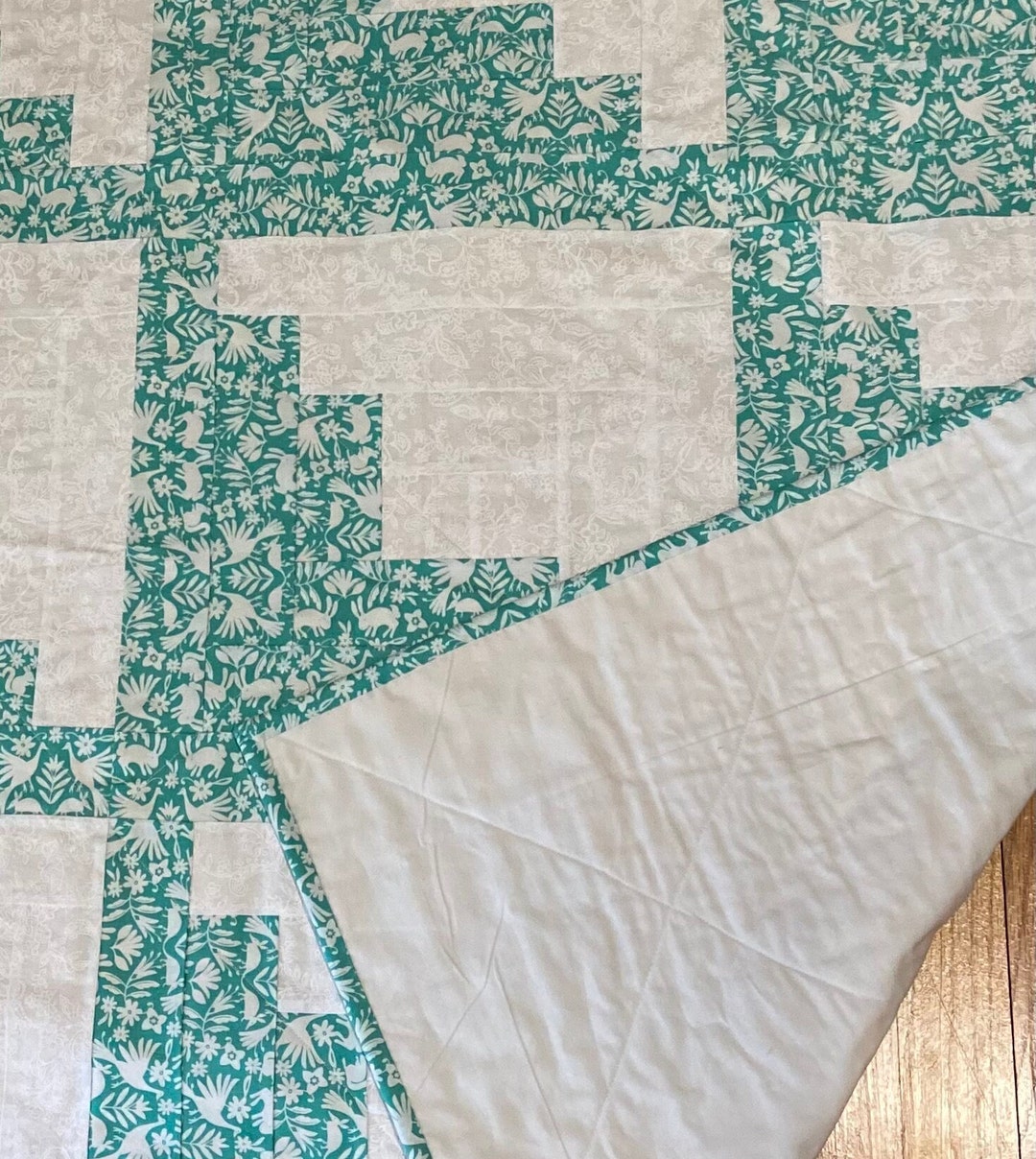 Log Cabin Lap/baby/table Quilt Made From 100% Cotton Fabric and Lined ...