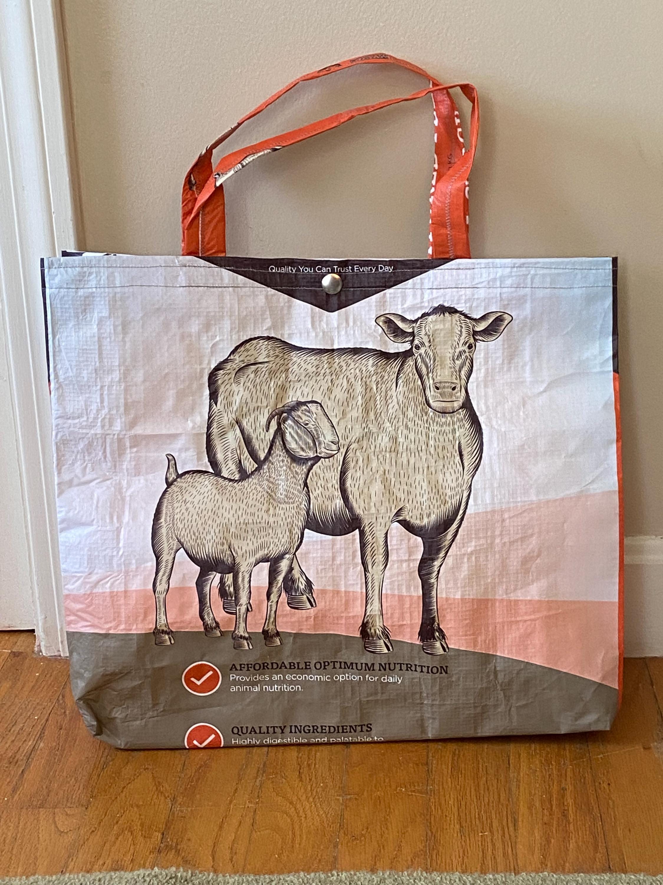 MORE Repurposed Feed Bag Tote: Durable Market Bag With Pocket & Snap ...