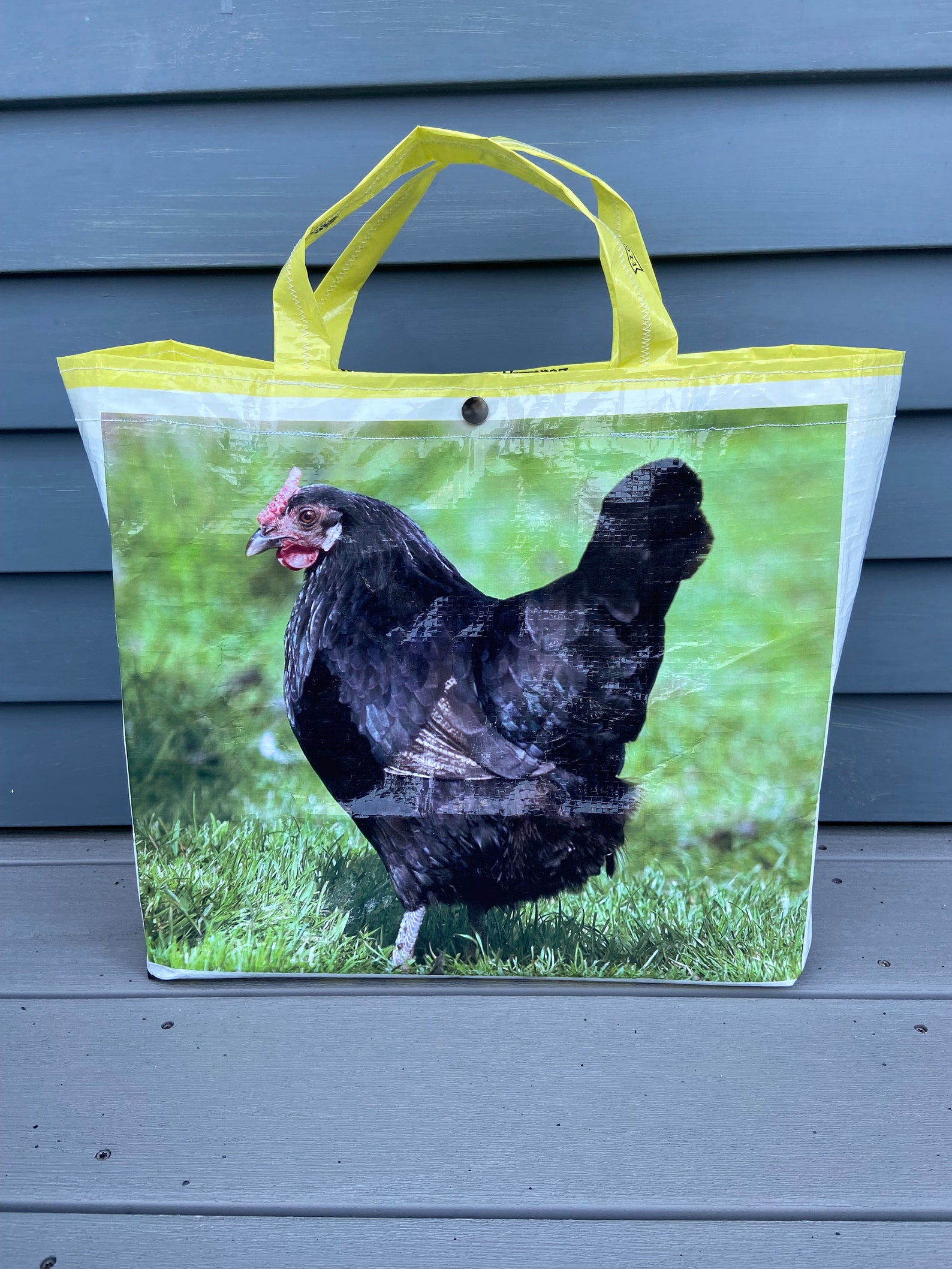 MORE Repurposed Feed Bag Tote: Durable Market Bag With Pocket & Snap ...