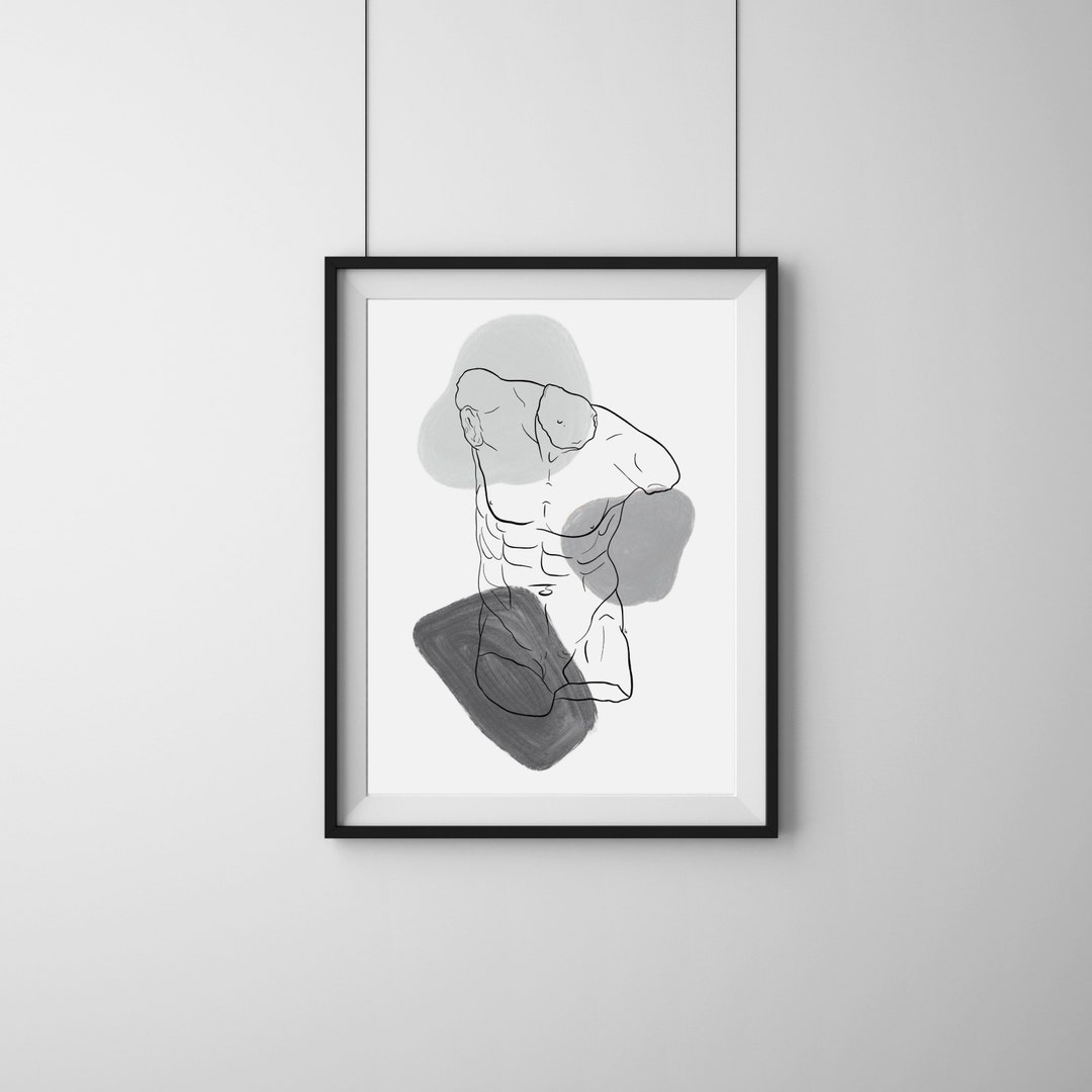 Male Torso Single Line GREY Torso of a Dancing Faun, Line Art, Graeco ...