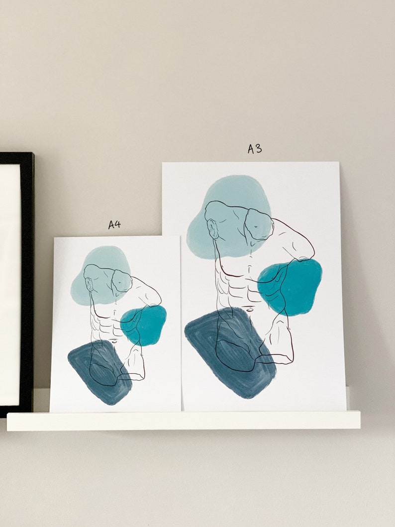 Male Torso Single Line BLUE Torso of a Dancing Faun Line | Etsy