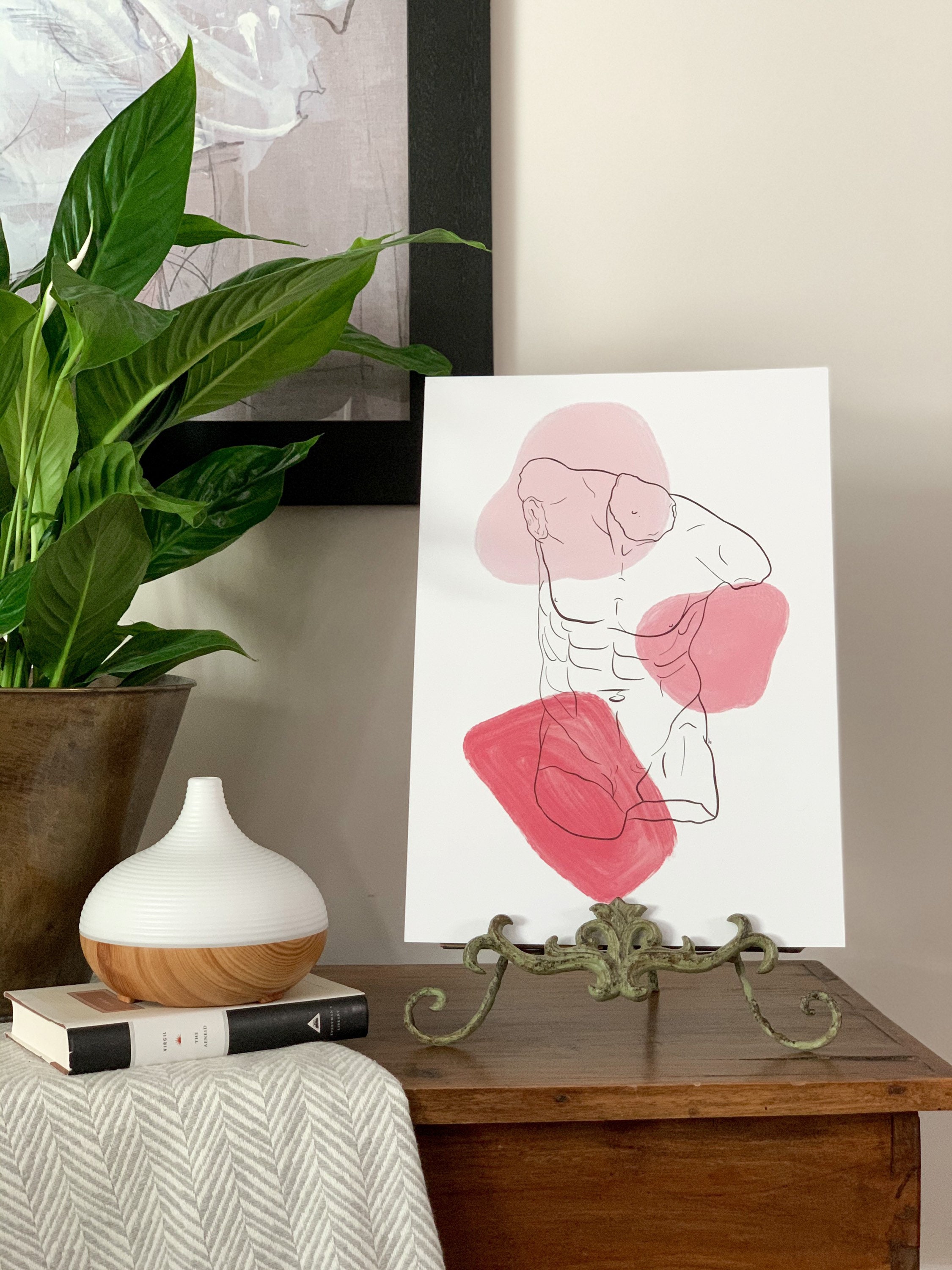 Male Torso Single Line PINK - Torso of a Dancing Faun, Line Art, Graeco ...